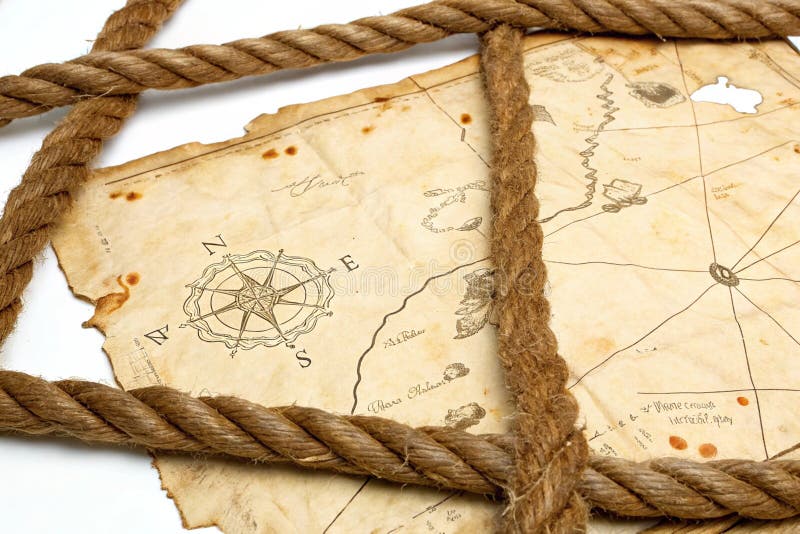 Old Paper in Rope Frame for Pirate Map Stock Illustration ...