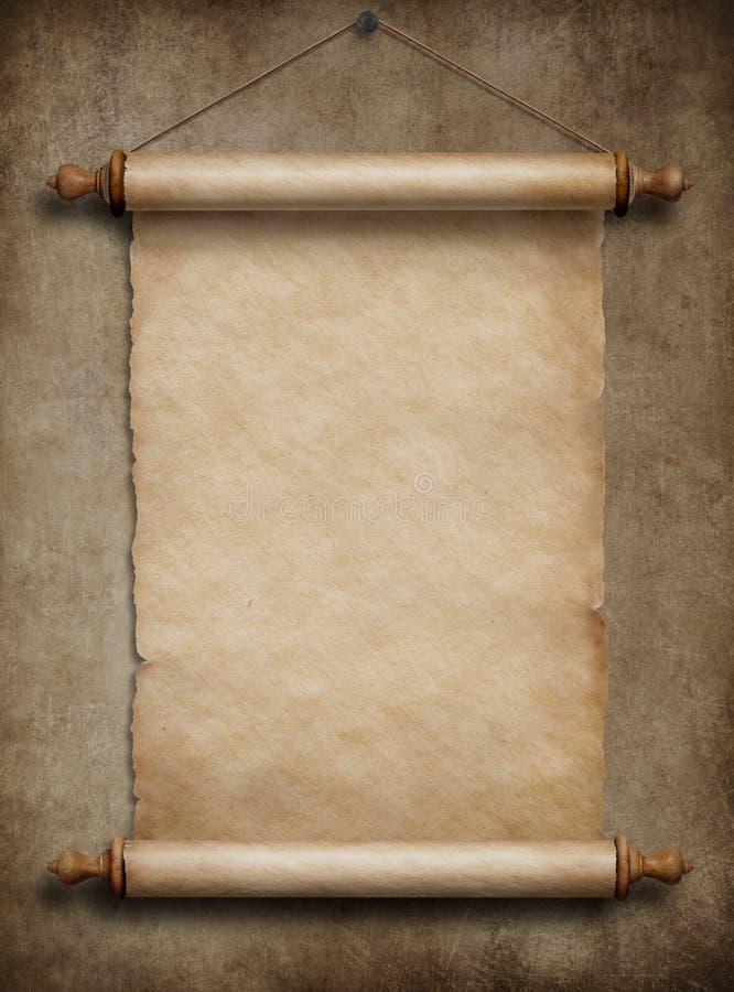 Old Paper Scroll Hanging on Wall Stock Image - Image of copyspace ...