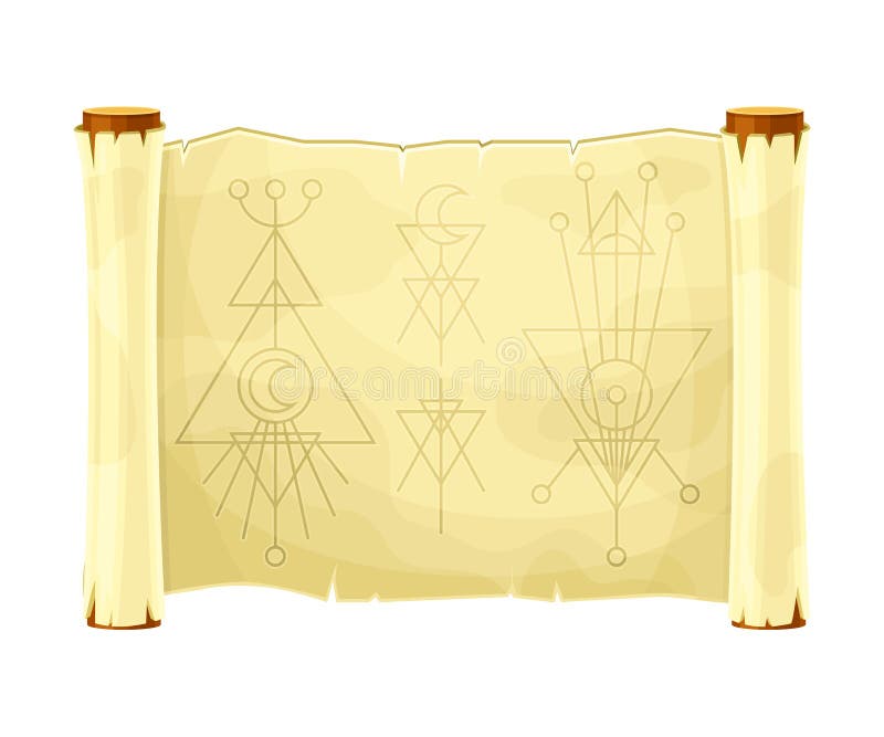 Old Paper Scroll or Manuscript with Spell Symbol As Magical Object and ...