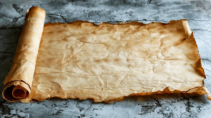 Old Paper Scroll on Rustic Surface Stock Illustration - Illustration of ...