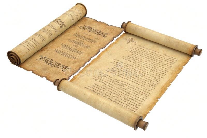 Old Paper Scrolls or Parchments 3D Illustration Set. Two Old Paper ...