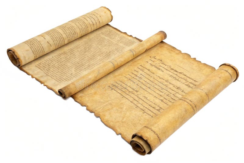 Old Paper Scrolls or Parchments 3D Illustration Set. Two Old Paper ...