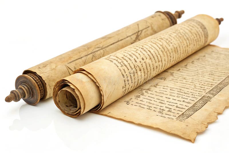 Old Paper Scrolls Set â€ Isolated on White Background Stock ...