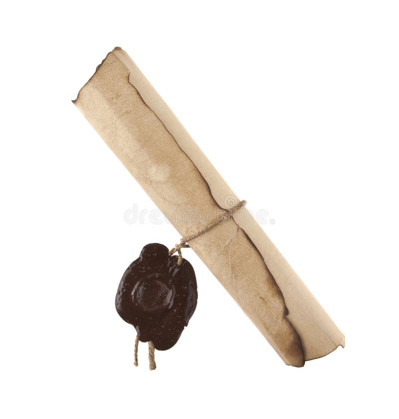 Old Paper with Sealing Seal Isolated on White Background Stock Photo ...