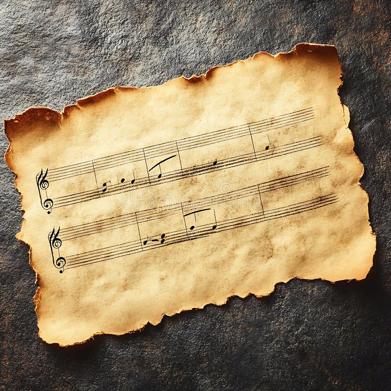 Old Paper Sheet Displaying Musical Notes with Textured Background ...