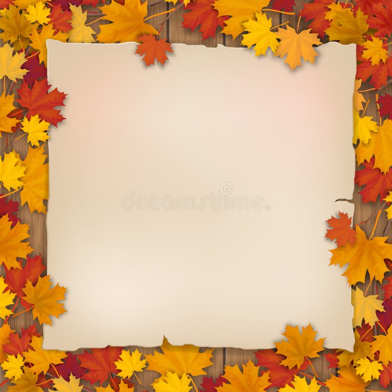 Old Paper Sheet in the Fallen Foliage of a Maple Tree Stock Vector ...