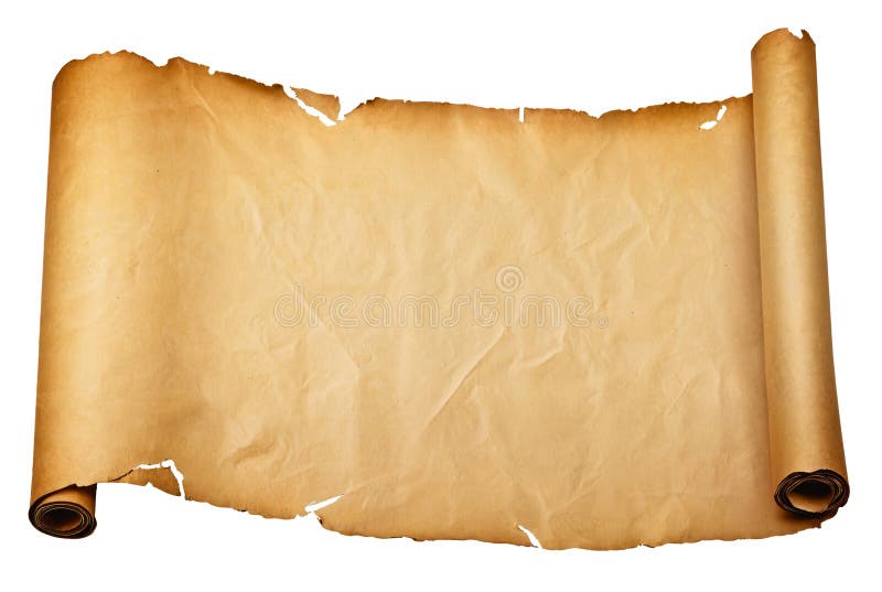 Empty Old Scroll, Parchment, Transparent Background Stock Image ...