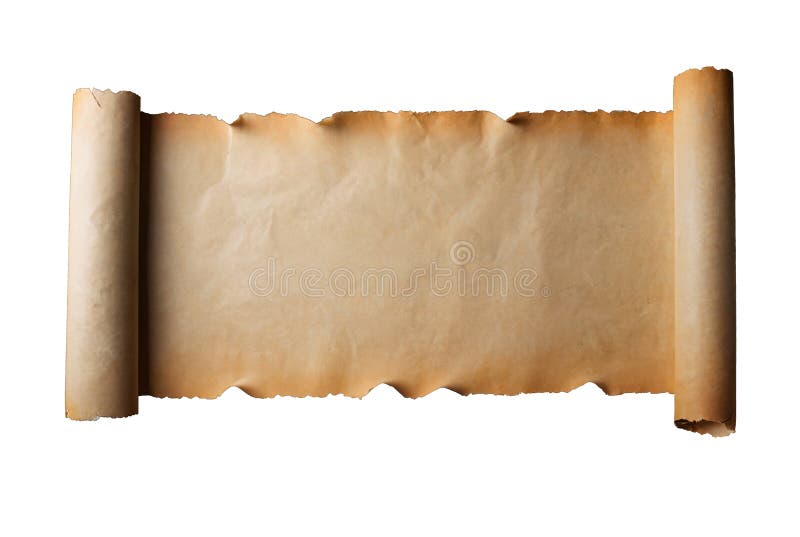 Empty Old Scroll, Parchment, Transparent Background Stock Image ...