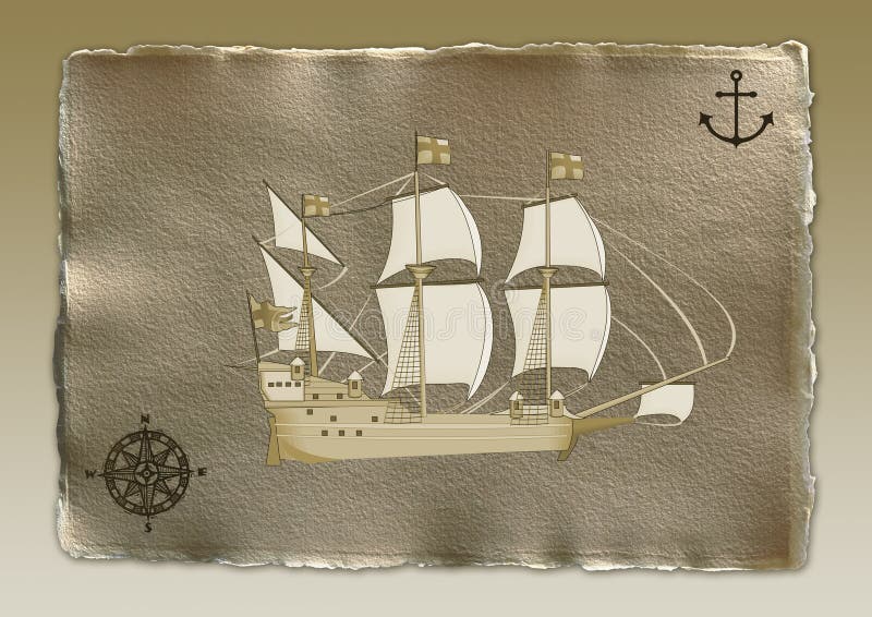 Old Paper And Ship Picture. Image: 3688416