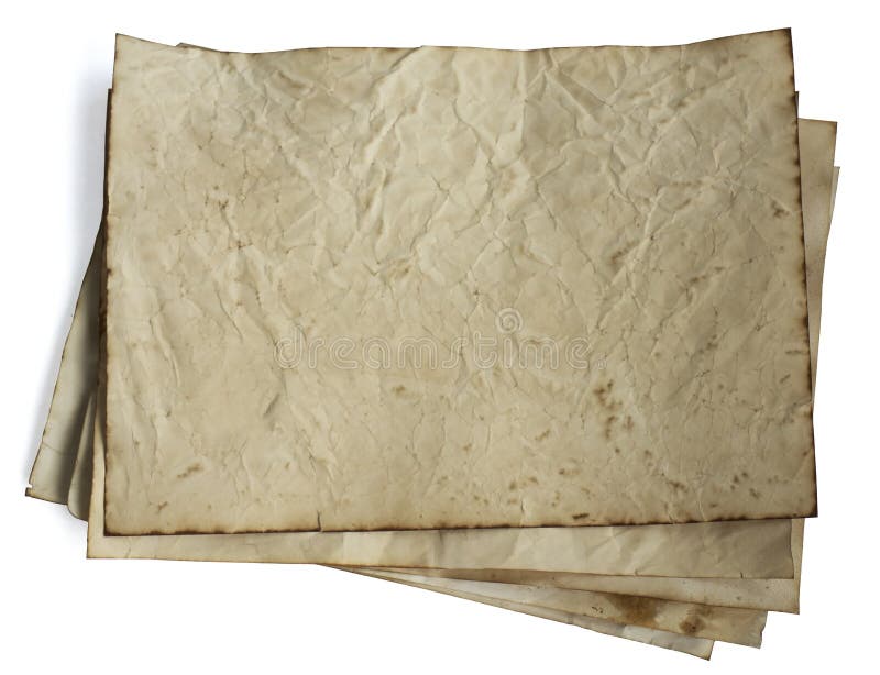 Old Paper Stack Isolated on White Background. Stock Image - Image of ...