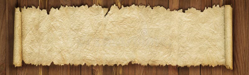 Old Scroll on a Wooden Table, Crumpled Paper Texture As Background ...