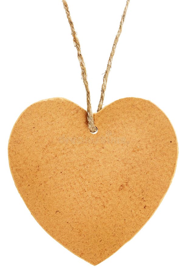 Old Paper Tag in the Shape of a Heart with Rope Stock Image - Image of ...