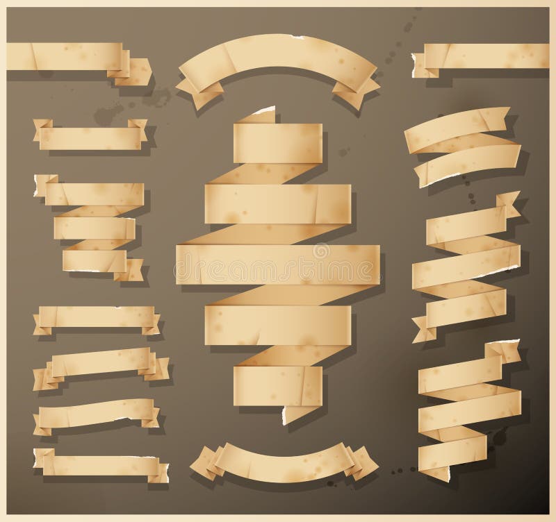 Old paper texture ribbons stock vector. Illustration of stain - 33547562