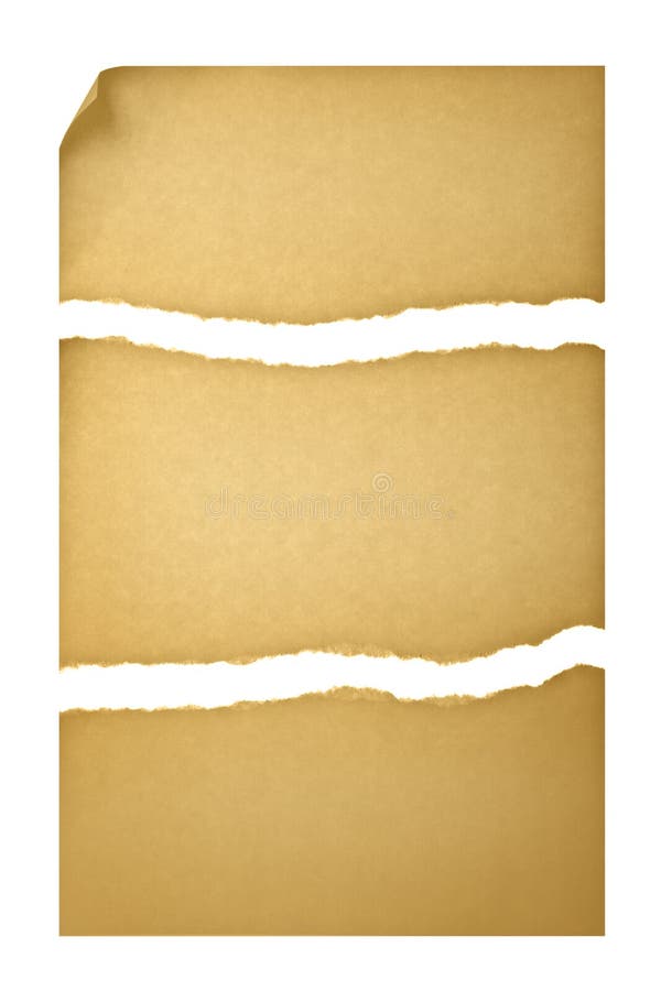 Old Paper Torn into Three Pieces Stock Photo - Image of parchment ...