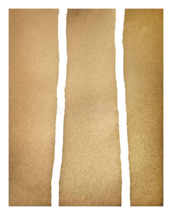 Old Paper Torn into Three Pieces Stock Photo - Image of parchment ...