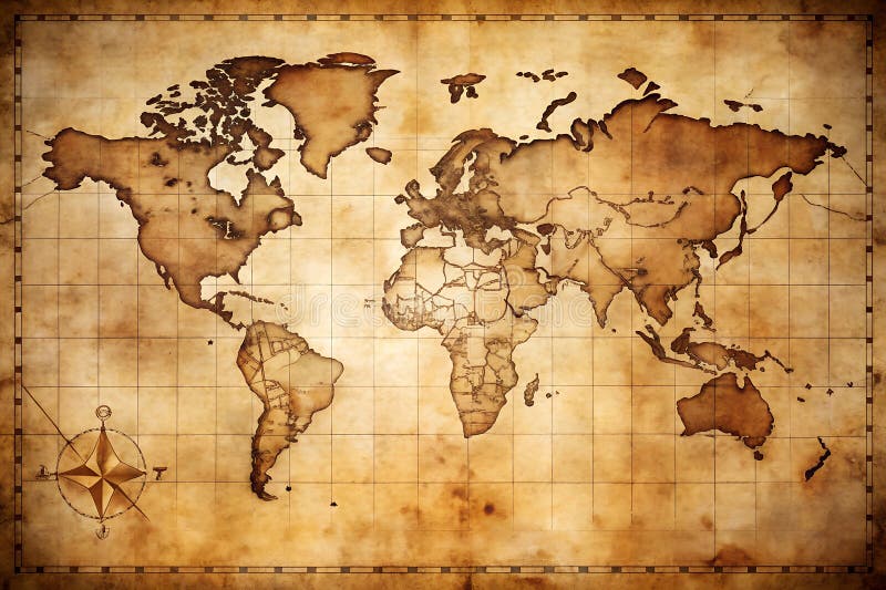 Old Paper Vintage Adventure Map Texture Background Stock Illustration ...