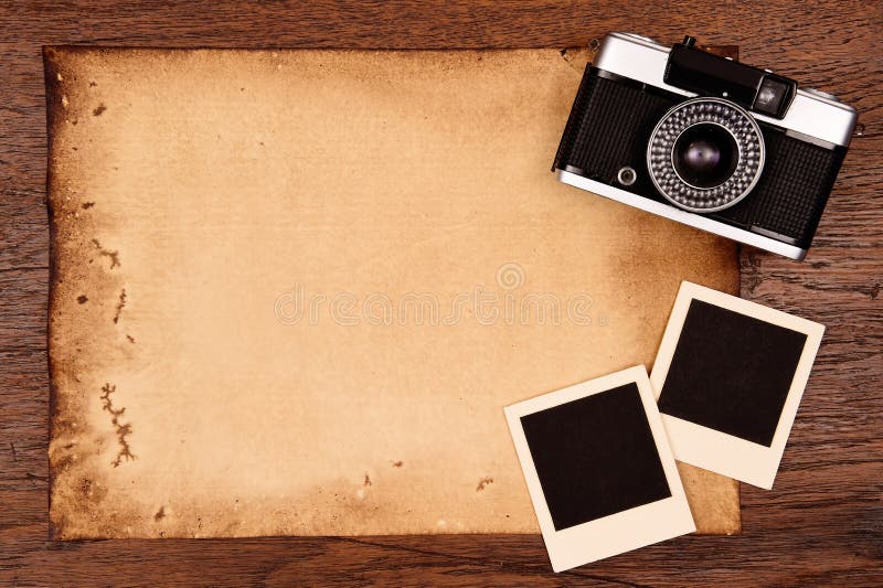 Old Paper and Vintage Photo Frame with Camera Stock Image - Image of ...