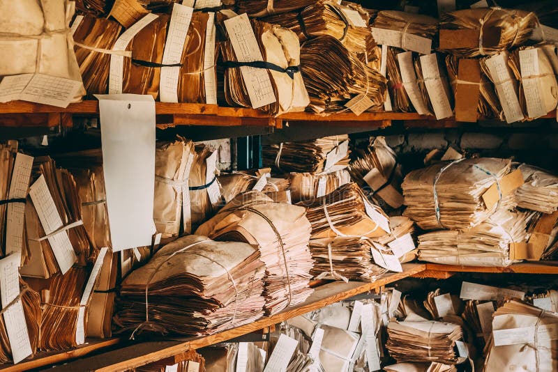 Old Paper Waste. Vintage Keeping Records in Heaps Stock Photo - Image ...