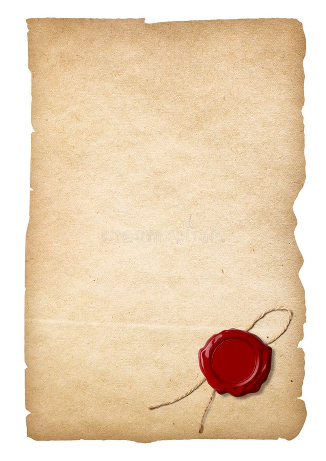 Old Paper with Wax Seal Isolated Stock Photo - Image of grunge, blank ...