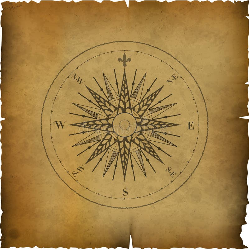 Old Paper with Windrose. Illustration Stock Vector - Illustration of ...