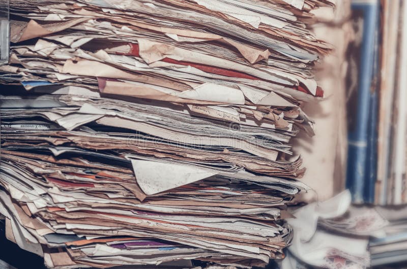 Old Papers, Folders Folded on Shelves Stock Photo - Image of catalog ...