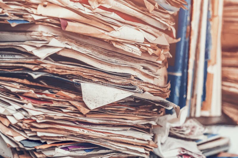 Old Papers, Folders Folded on Shelves Stock Photo - Image of library ...
