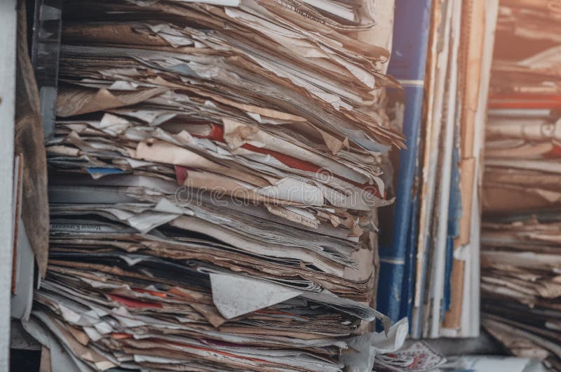 Old Papers, Folders Folded on Shelves Stock Image - Image of folded ...
