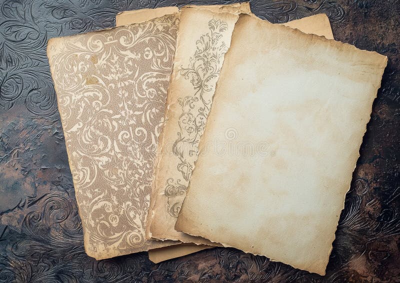 Old Papers and Photos on a Vintage Floral Background Stock Image ...
