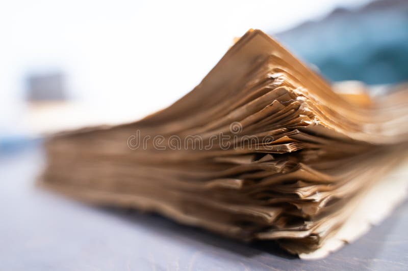 Old Papers, Stacks of Old Papers on the Desk Stock Image - Image of ...