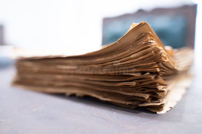 Old Papers, Stacks of Old Papers on the Desk Stock Photo - Image of ...