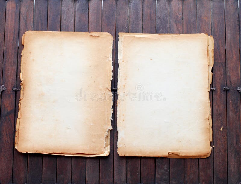 Old Papers on a Wooden Table Stock Photo - Image of material, canvas ...