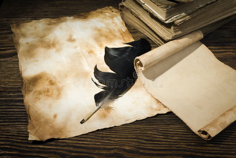 Old Papers on a Wooden Table Stock Image - Image of guidance, table ...