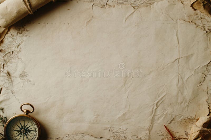 Vintage Map and Compass Create an Adventurous Atmosphere in a Warm ...