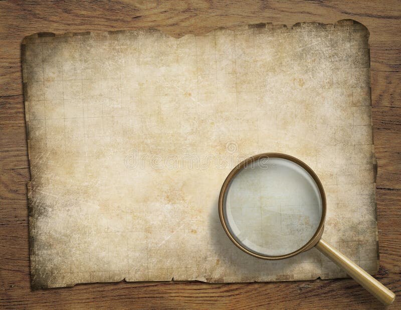 Old Parchment or Map on Wooden Desk with Stock Illustration ...