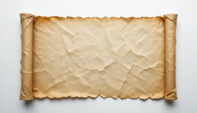 Old Parchment Paper with Rolled Edges, Textured Surface, and Vintage ...