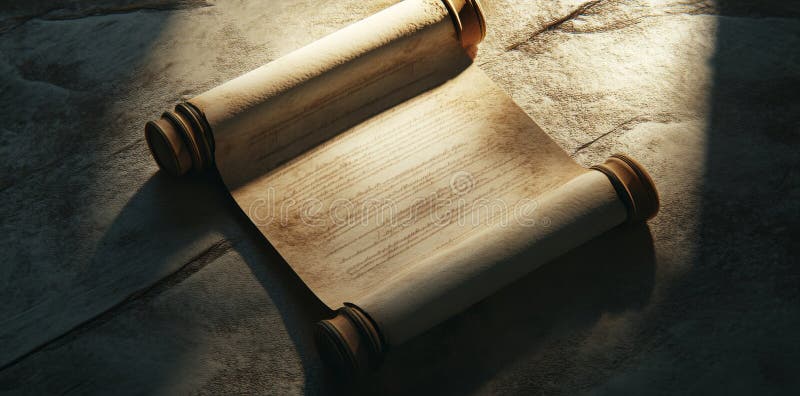 An Old Parchment Scroll Opening Up, Providing Space for Text or an ...