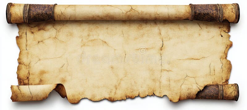 Old Parchment Scroll on Wooden Rollers Empty Template for Ancient ...