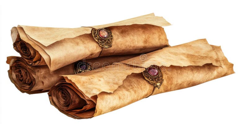 Old Parchment Scrolls with Gems for Storytelling, Manuscript and ...
