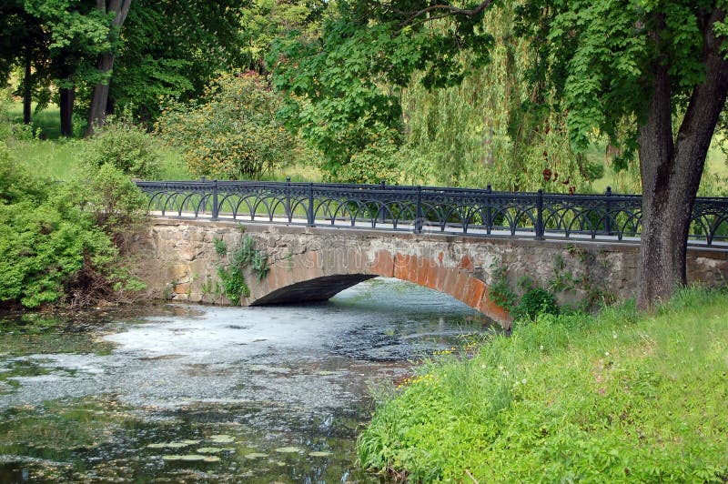 Old park bridge at spring stock photo. Image of plant - 19202144