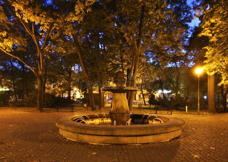 Old Park in Busko-Zdroj. Poland Stock Photo - Image of twilight, night ...