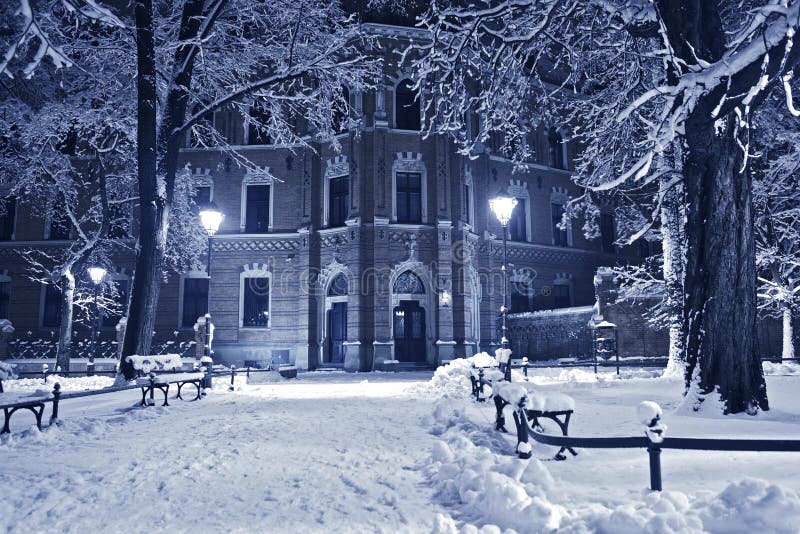 Old Park in Winter stock image. Image of horizontal, krakow - 29229313