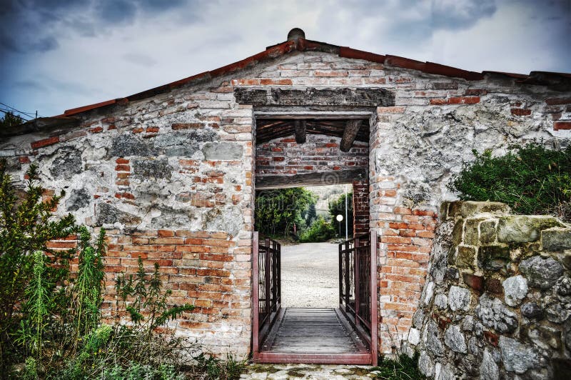 Old passage under clouds stock photo. Image of plants - 62437370