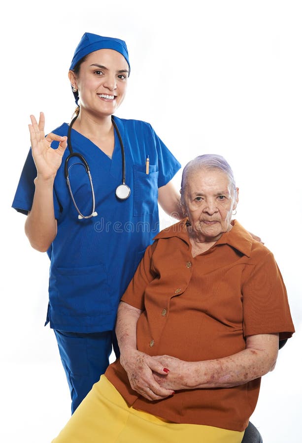 Old Patient with nurse stock photo. Image of female, elderly - 71049320