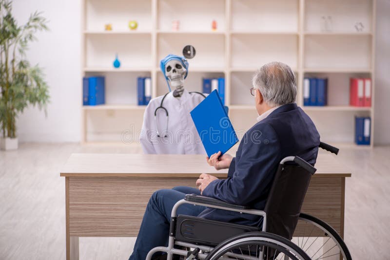 Old Patient in Wheel-chair Visiting Devil Doctor Stock Photo - Image of ...