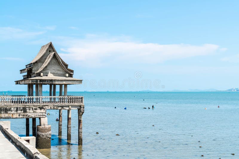 Pavilion on sea beach stock photo. Image of balcony - 100165918
