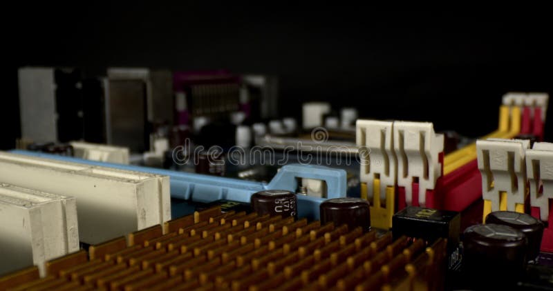 Old Pc Motherboard Pcb Components Stock Video - Video of metal ...