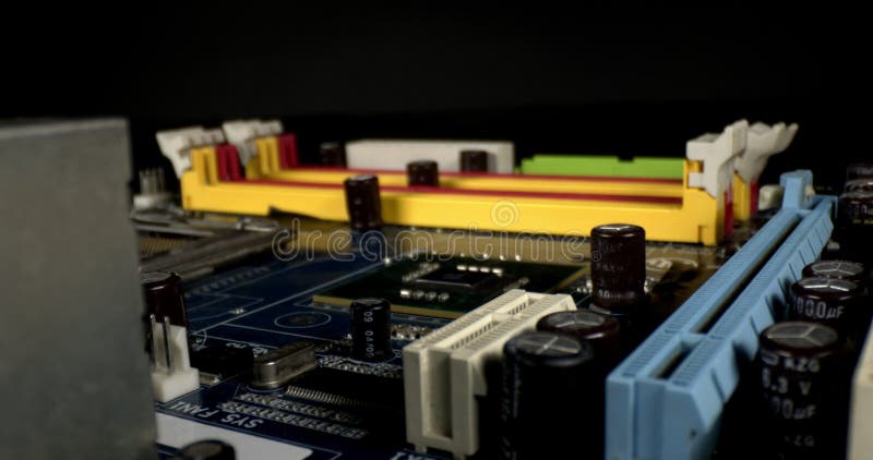 Old Pc Motherboard Pcb Components Stock Video - Video of metal ...