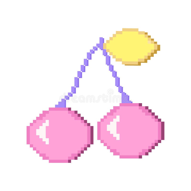 Old Pc Style Pixel Art Cherry Icon Isolated Vector Illustration on ...