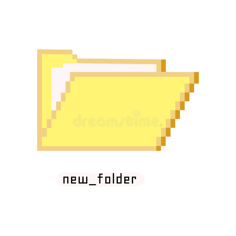 Old Pc Style Pixel Folder Icon Isolated Vector Illustration on White ...