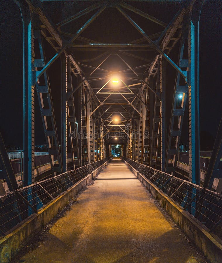 Old pedestrian bridge stock image. Image of background - 392032225
